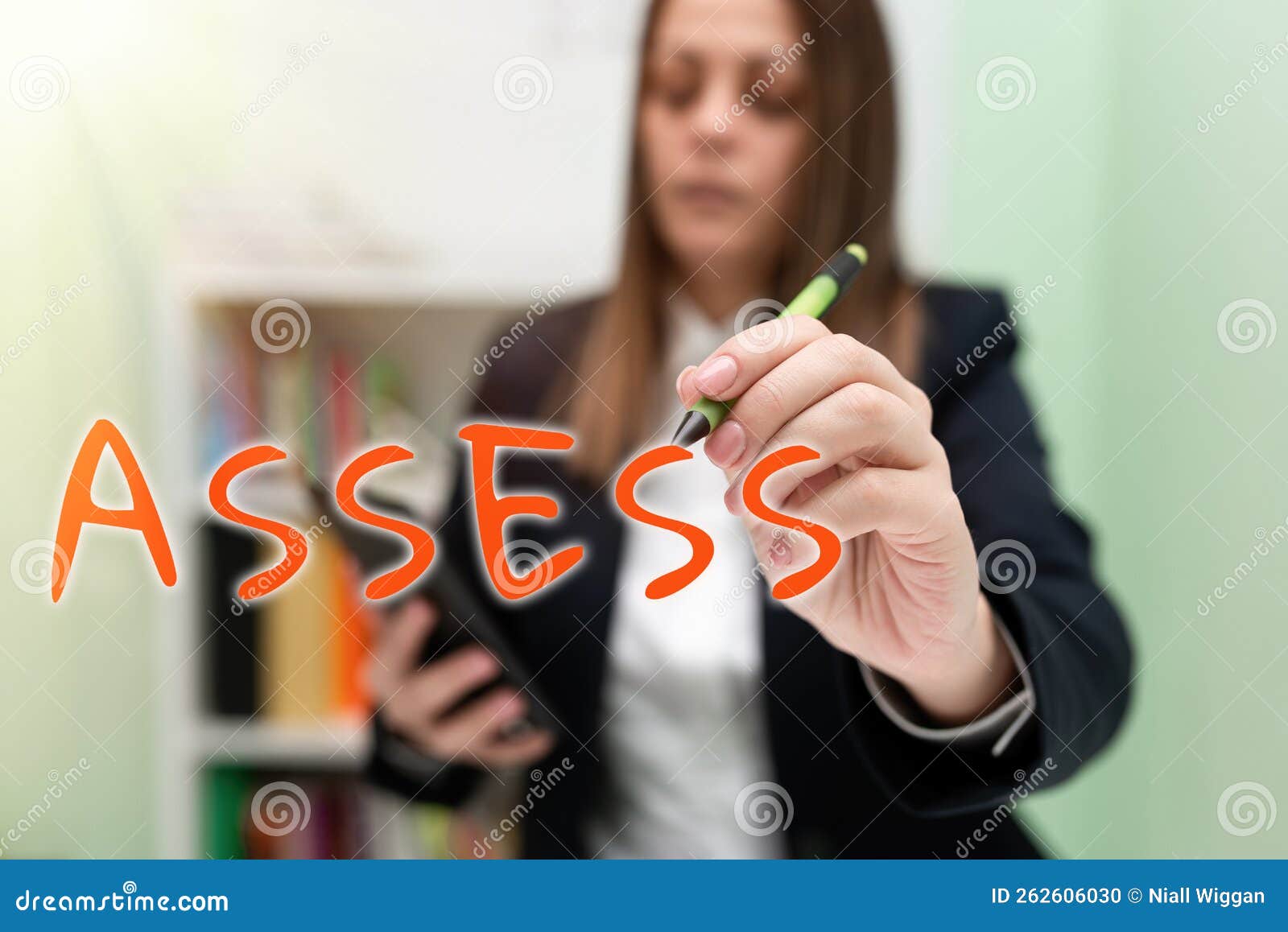 Text Caption Presenting Assess. Word for Evaluate or Estimate the ...