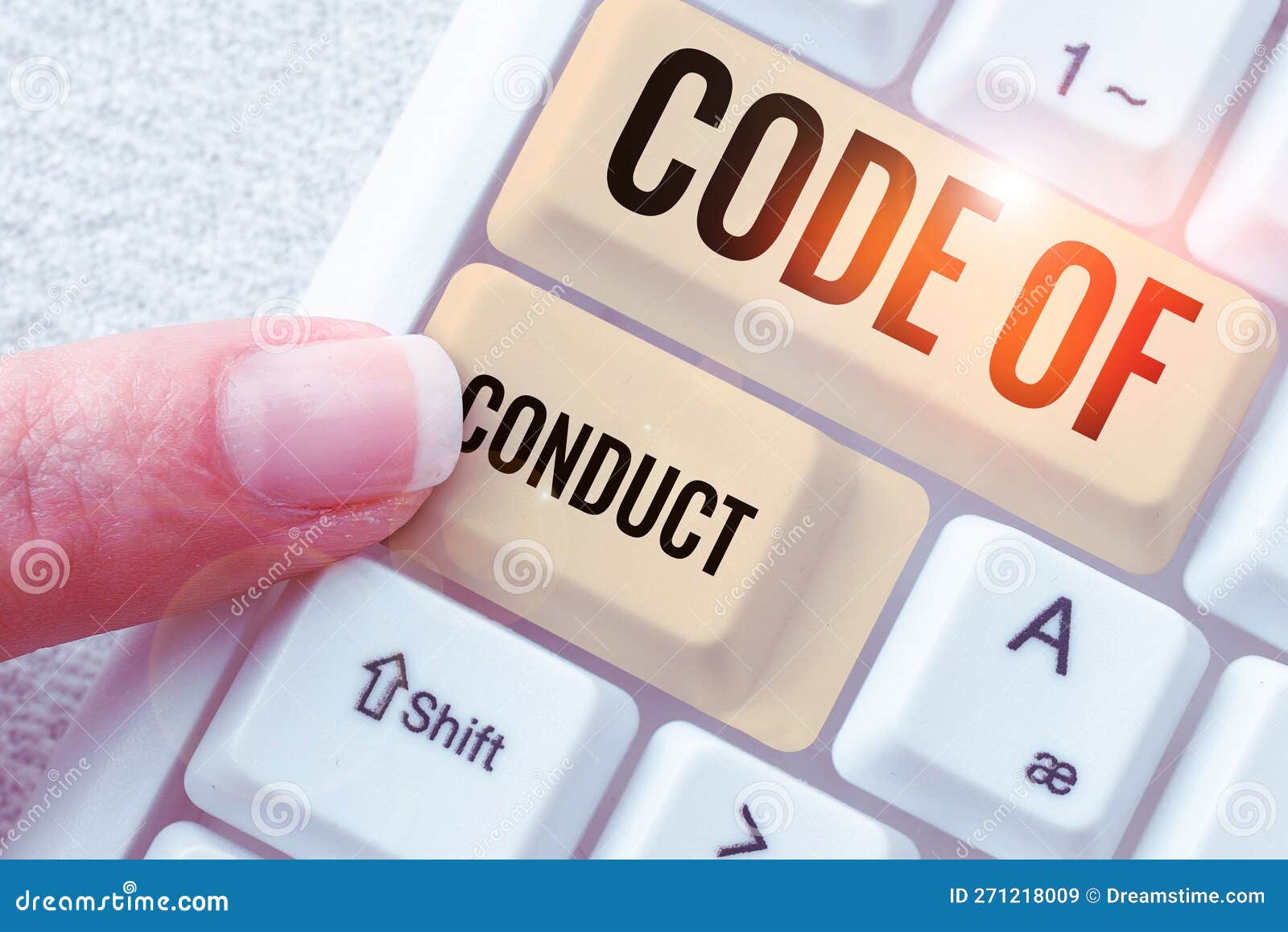 Text Caption Presenting Code of Conduct. Business Approach Ethics Rules ...