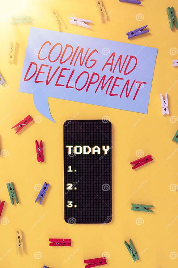 Text Caption Presenting Coding And Development Word Written On Programming Building Simple 