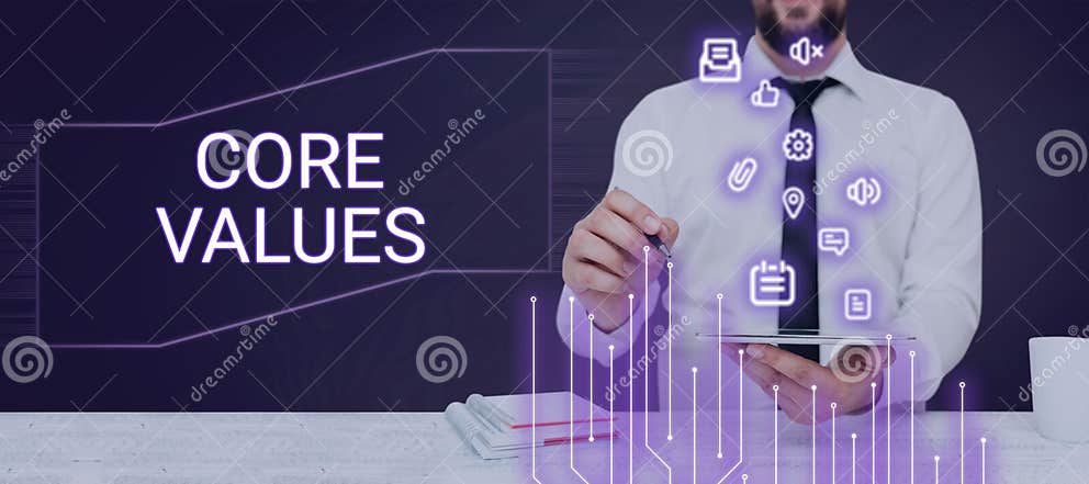 Text Caption Presenting Core Values. Word for Principles Which Guide ...