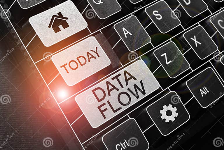 Text Caption Presenting Data Flow. Business Concept the Movement of Data through a System ...