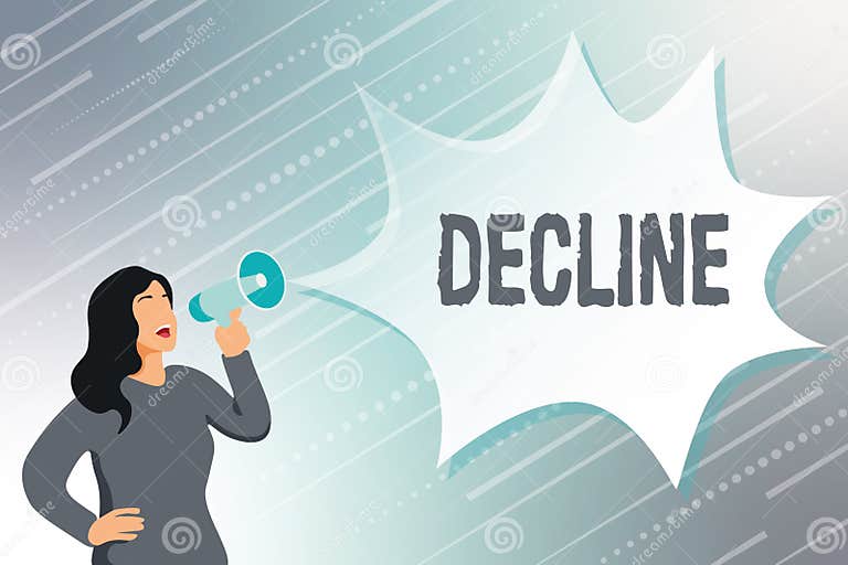 Text Caption Presenting Decline. Business Approach Become Smaller Fewer less Decrease Politely ...