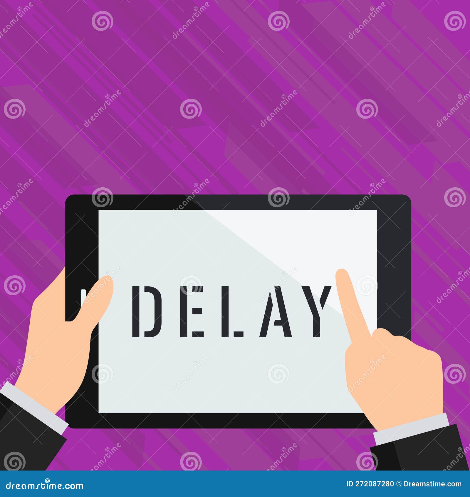 Text Caption Presenting Delay. Concept Meaning Unplanned Deferment of a ...