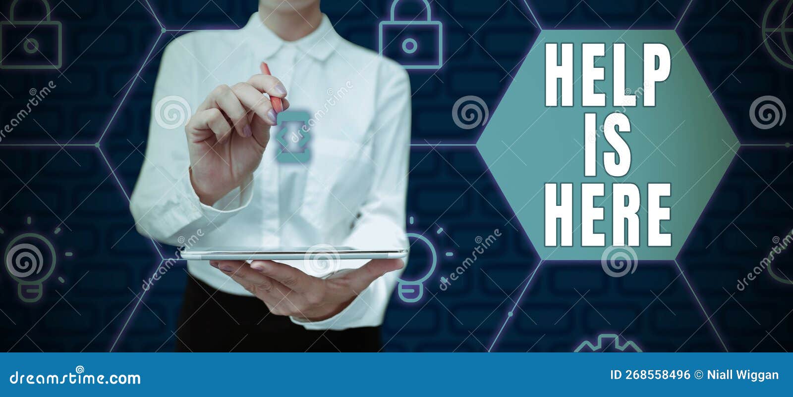 Text Caption Presenting Help is Here. Word for the Action of Helping ...