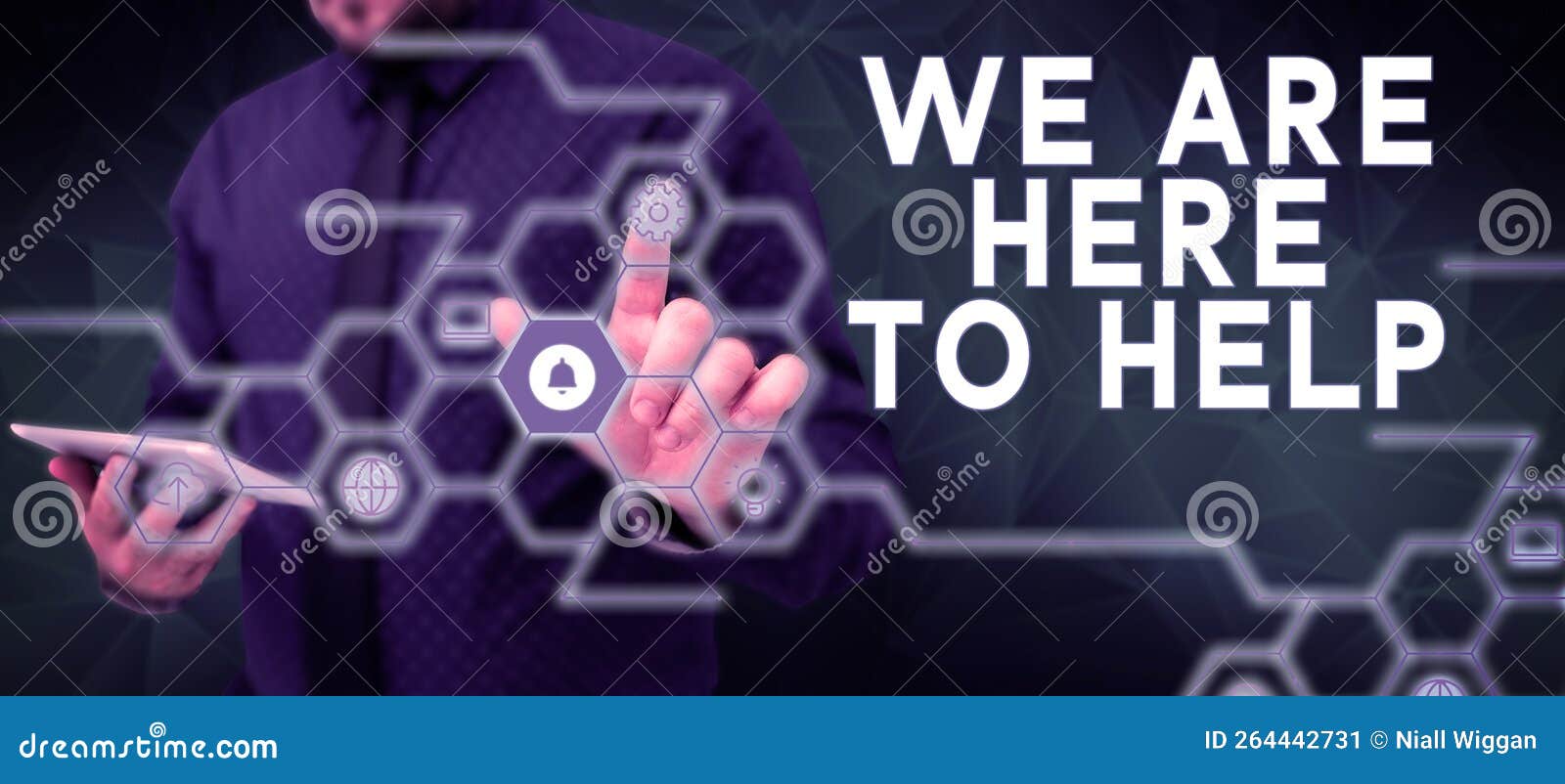 Text Caption Presenting we are Here To Help. Concept Meaning Someone ...