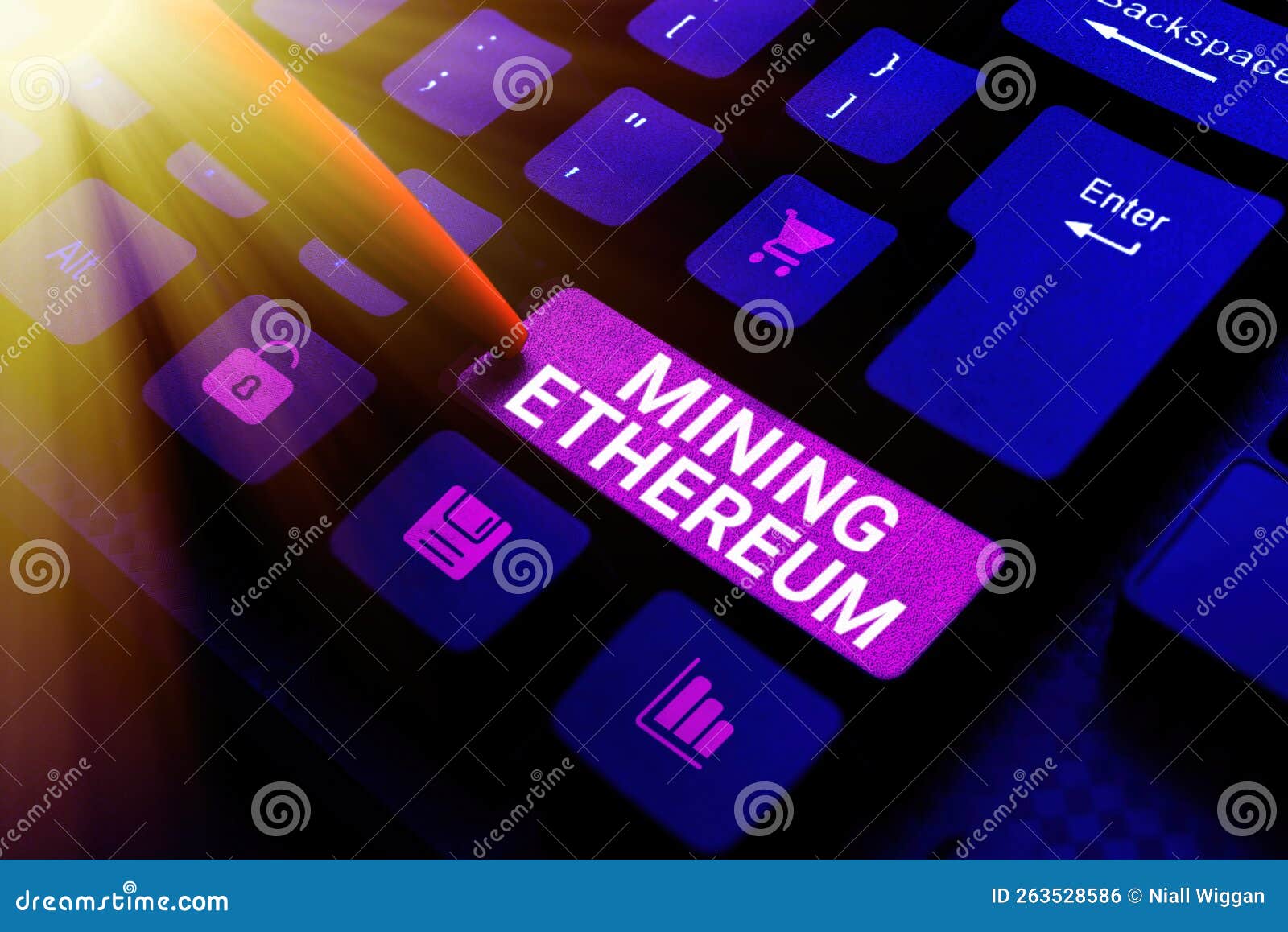 Text Caption Presenting Mining Ethereum. Business Concept the Process ...