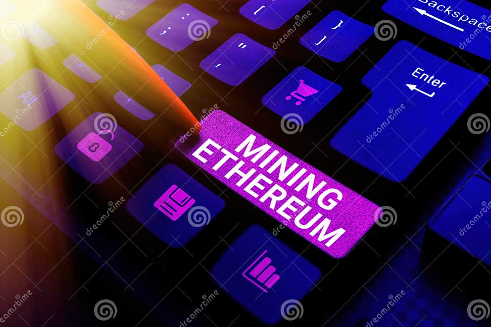 Text Caption Presenting Mining Ethereum. Business Concept the Process of Increasing the Volume ...
