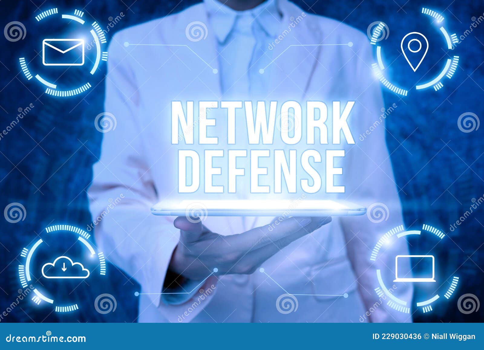 Text Caption Presenting Network Defense. Word Written on Easures To ...