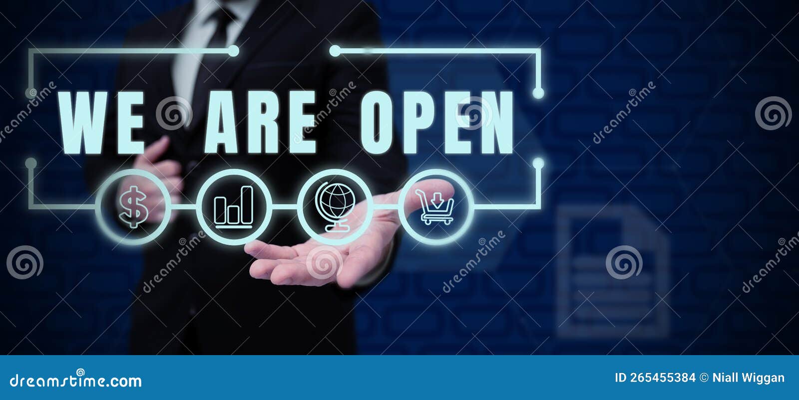 Text Caption Presenting we are Open. Concept Meaning No Enclosing or ...