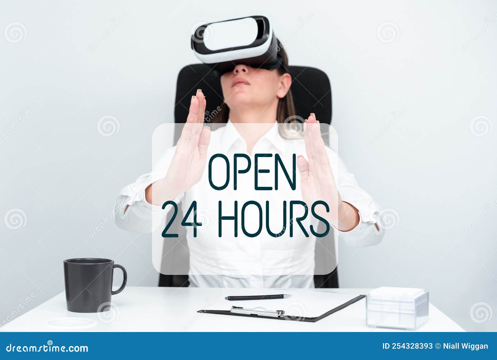 Conceptual Display Open 24 Hours. Business Showcase Working All Day ...