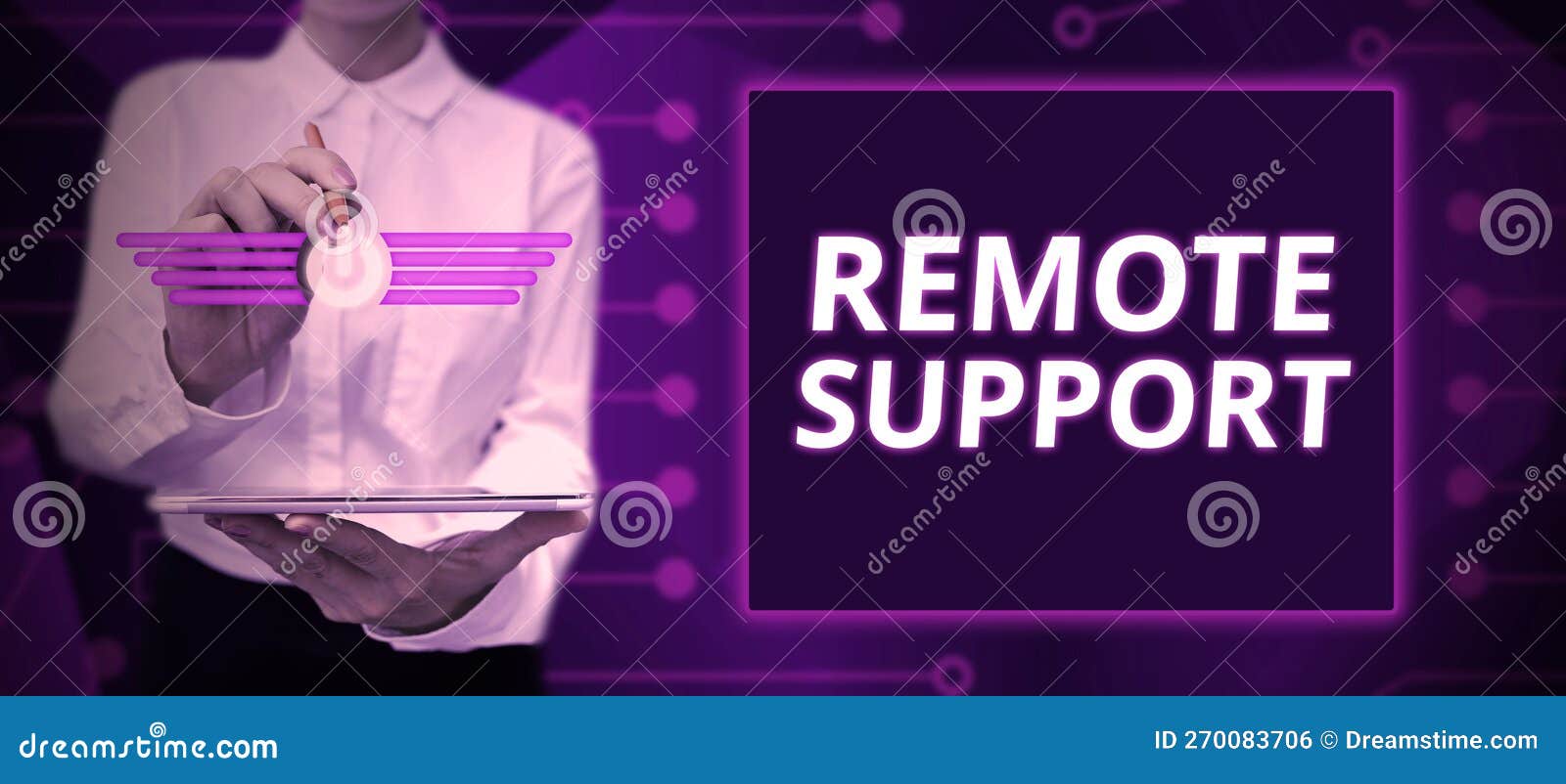 Hand Writing Sign Remote Support. Business Showcase Help End-users To ...