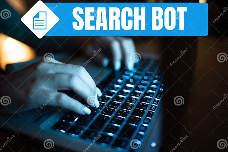 Text Caption Presenting Search Bot. Business Showcase a Program that ...