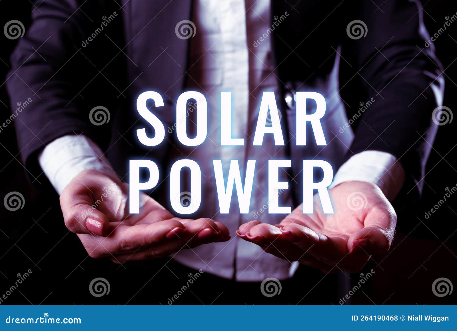 Text Caption Presenting Solar Power. Word Written on the Electricity ...