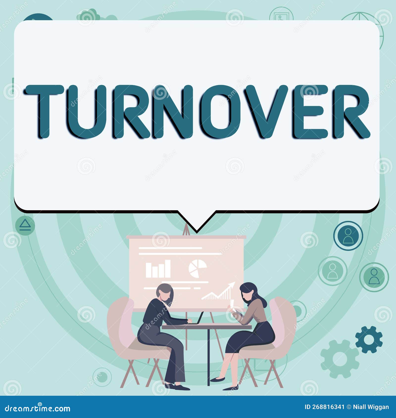 Writing Displaying Text Turnover. Business Idea the Percentage of ...