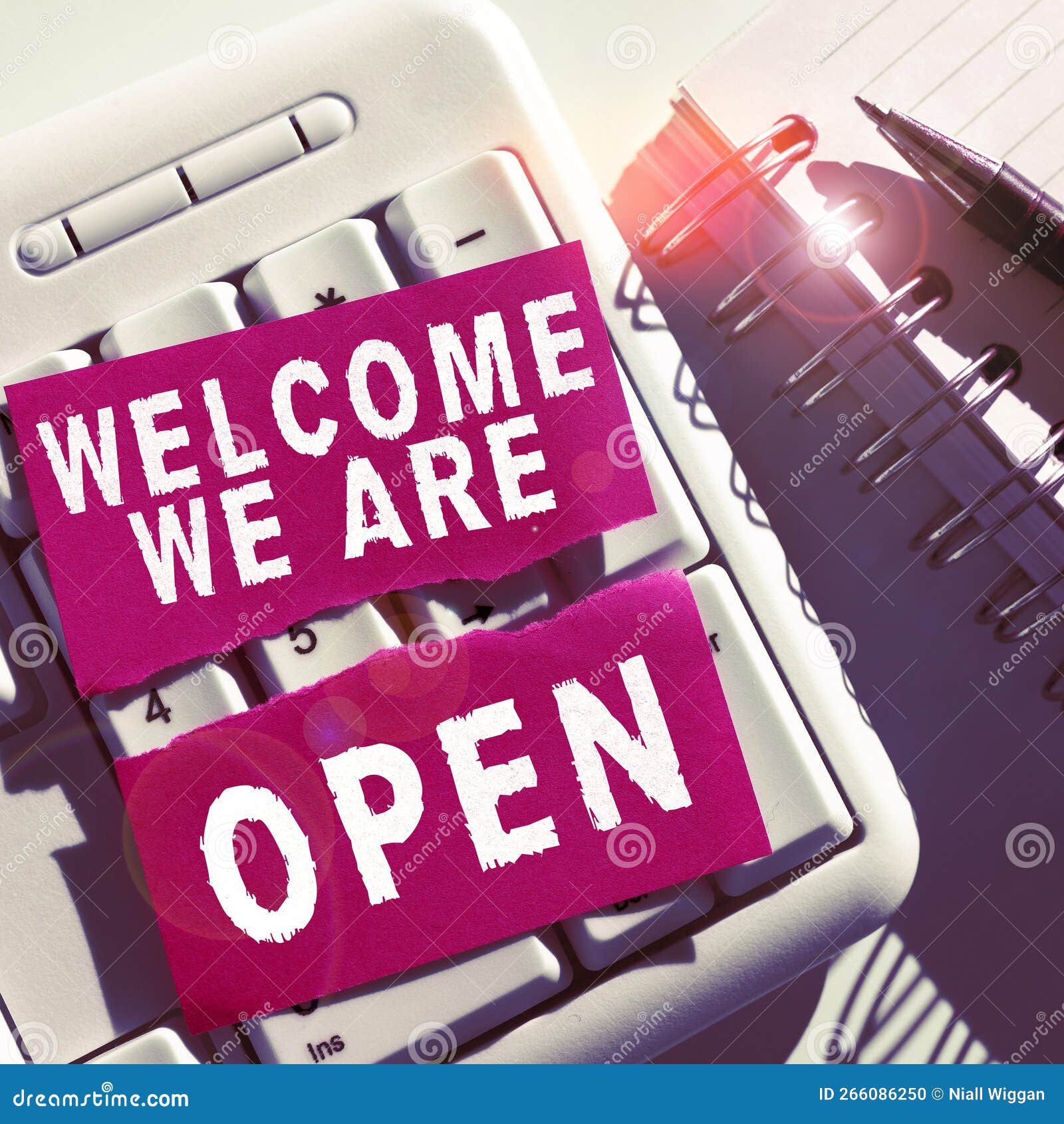 Text Caption Presenting Welcome we are Open. Business Approach Greeting ...
