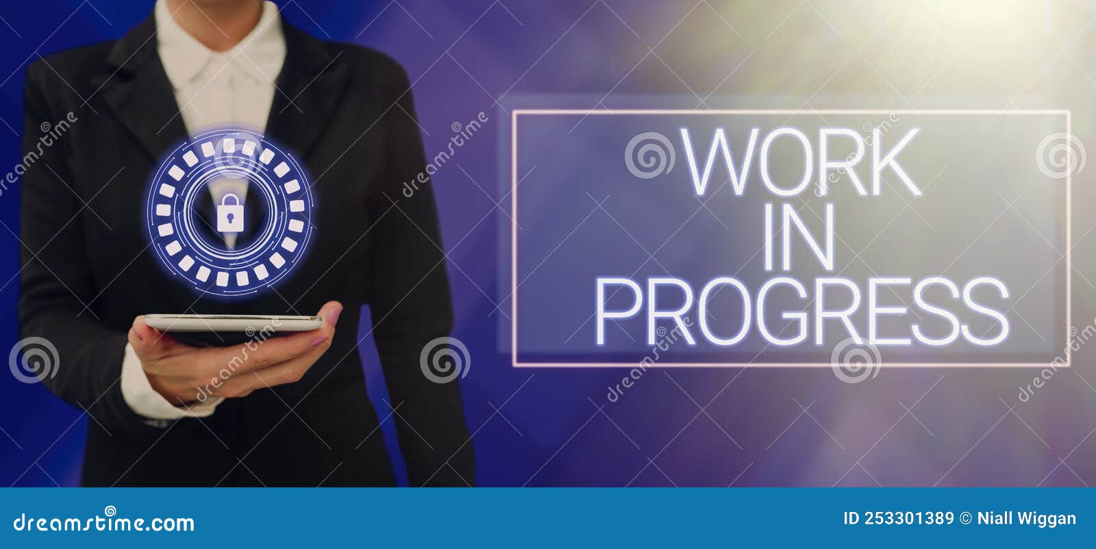 Text Caption Presenting Work in Progress. Business Idea Job Still Being ...