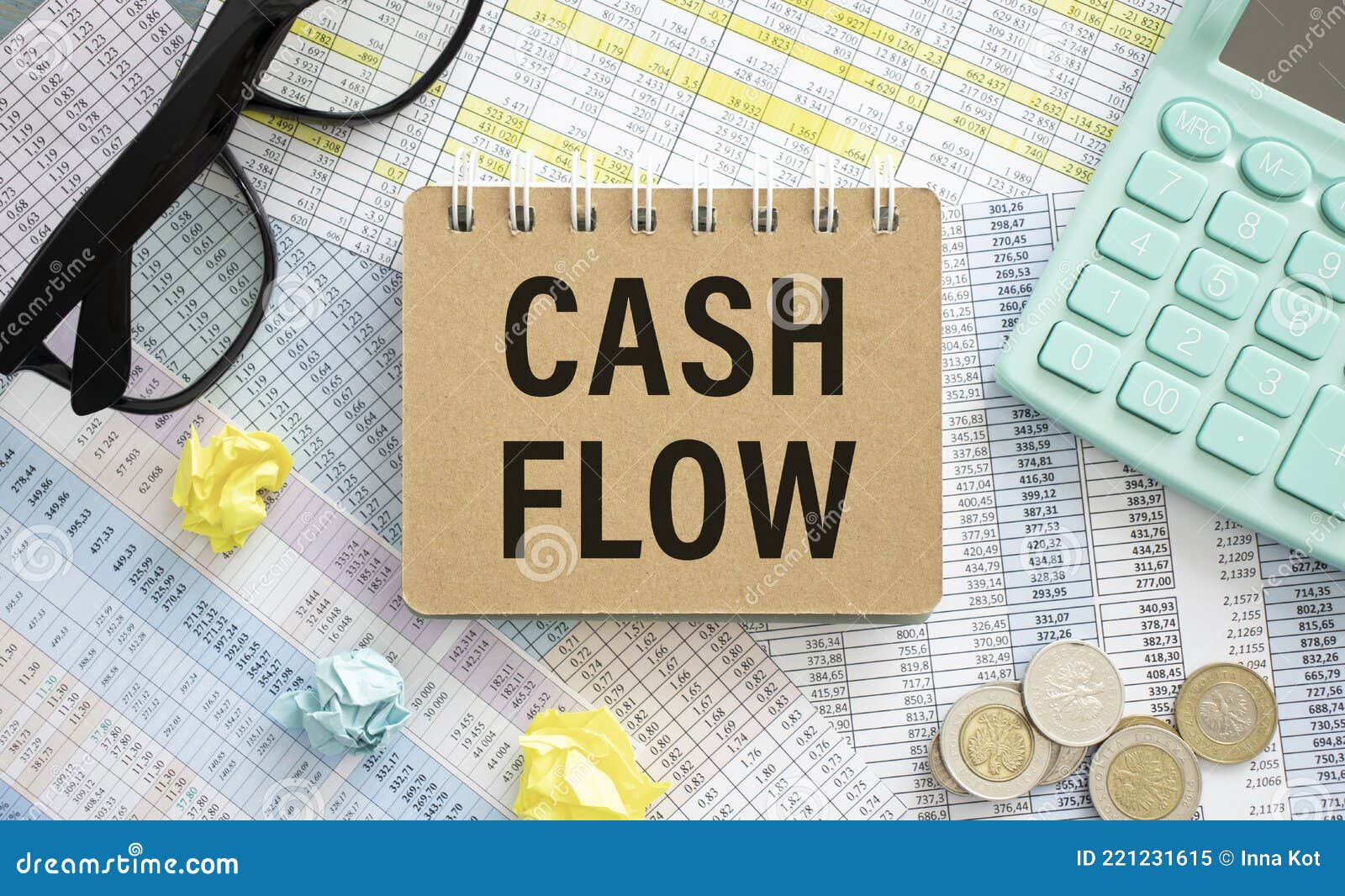Text Cash Flow on White Business Card. Stock Image - Image of sign ...
