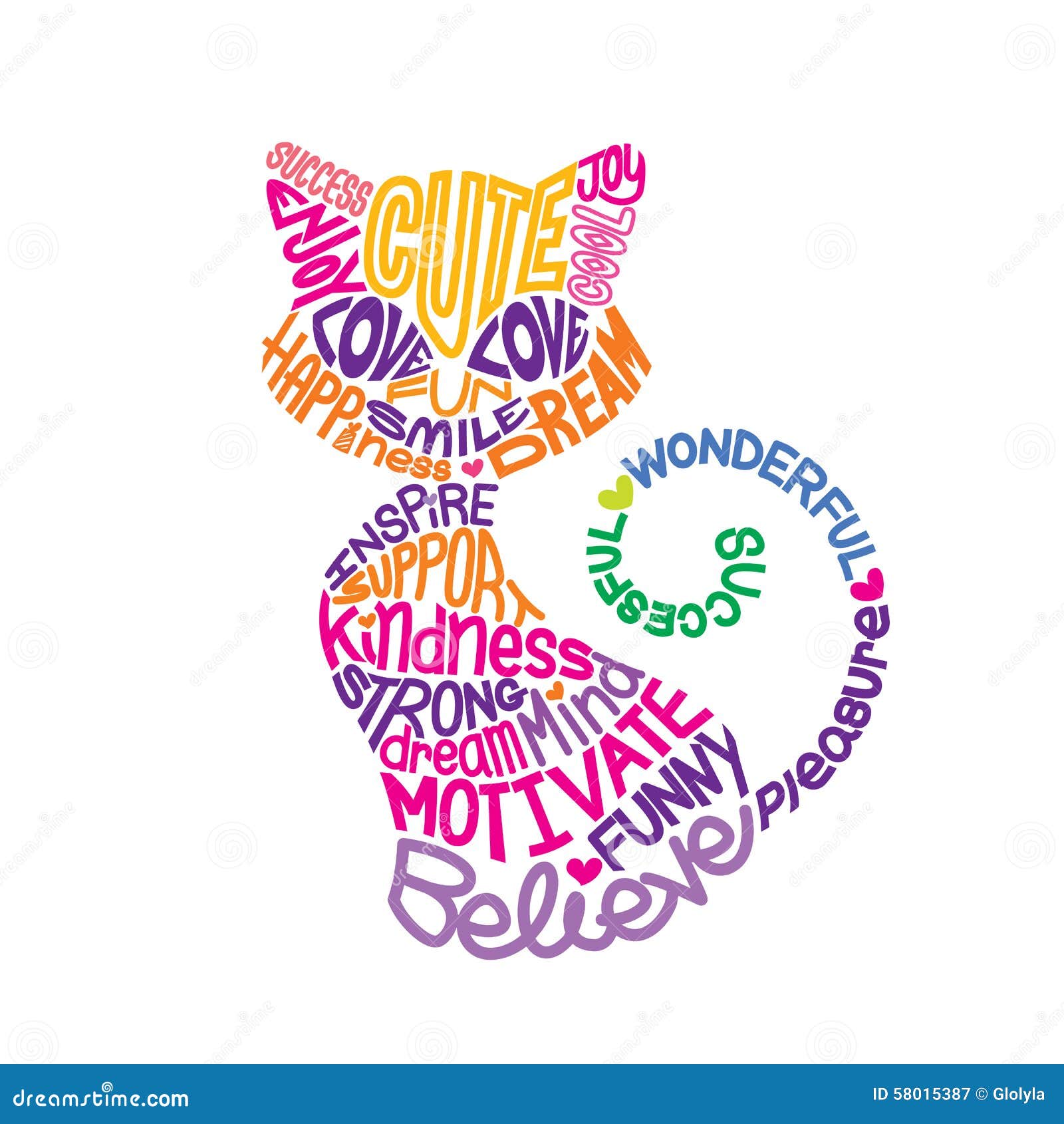 Text into cat shape stock vector. Illustration of adorable - 58015387