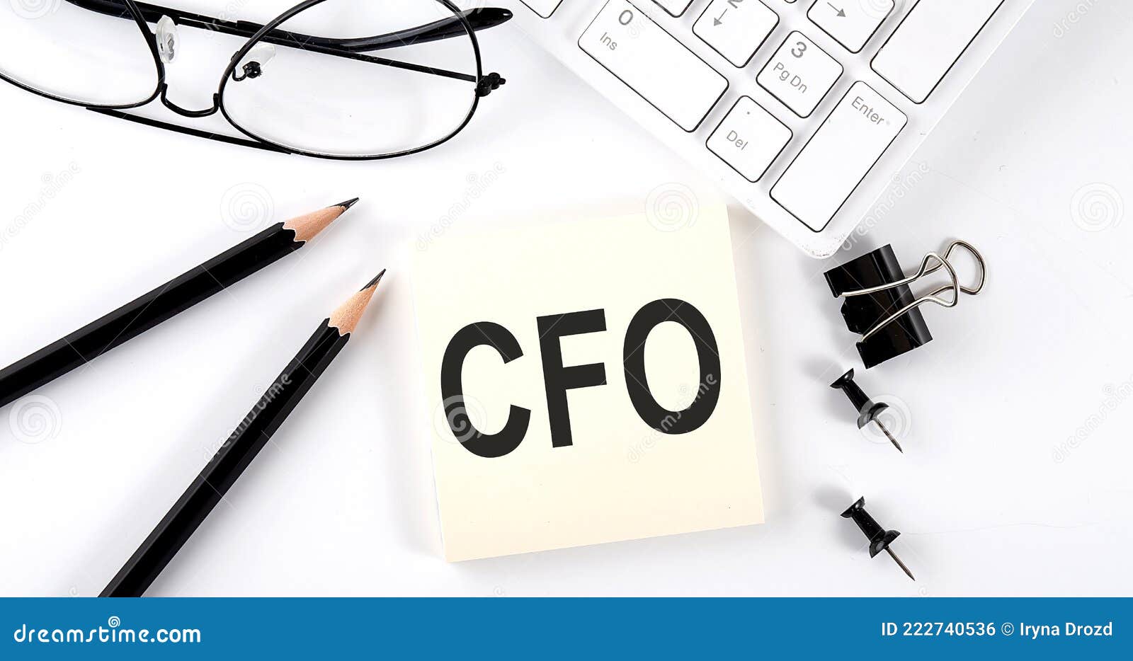 Text CFO on the Sticker with Keyboard , Pencils and Office Tools Stock ...