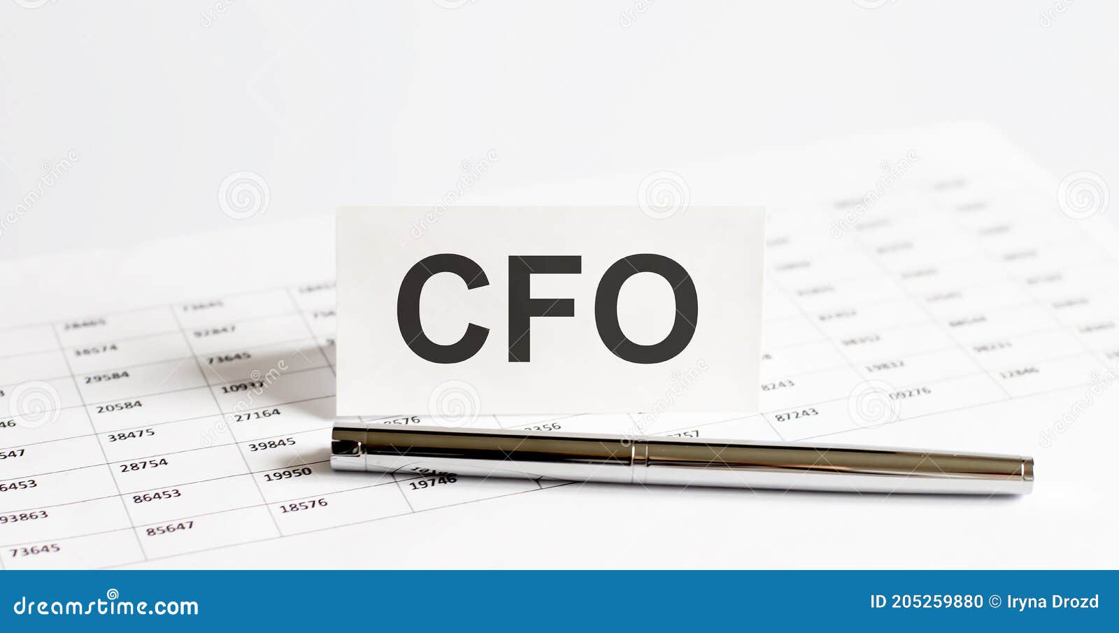 Text CFO on Stickers,pen on the Background of Documents. Top View Stock ...