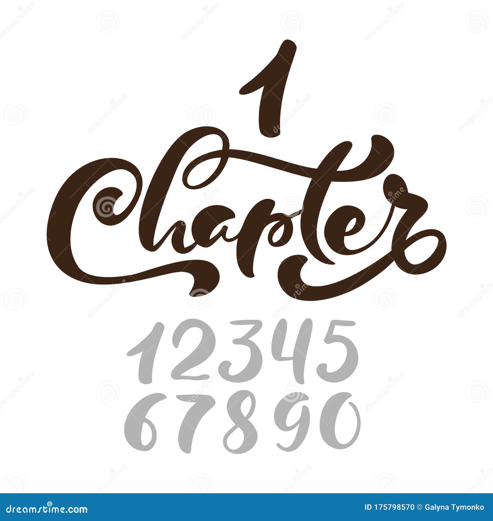 Text Chapter. One and Other Numbers. Calligraphy Lettering Hand Drawn ... Text Chapter. One and Other Numbers. Calligraphy Lettering Hand Drawn ...
