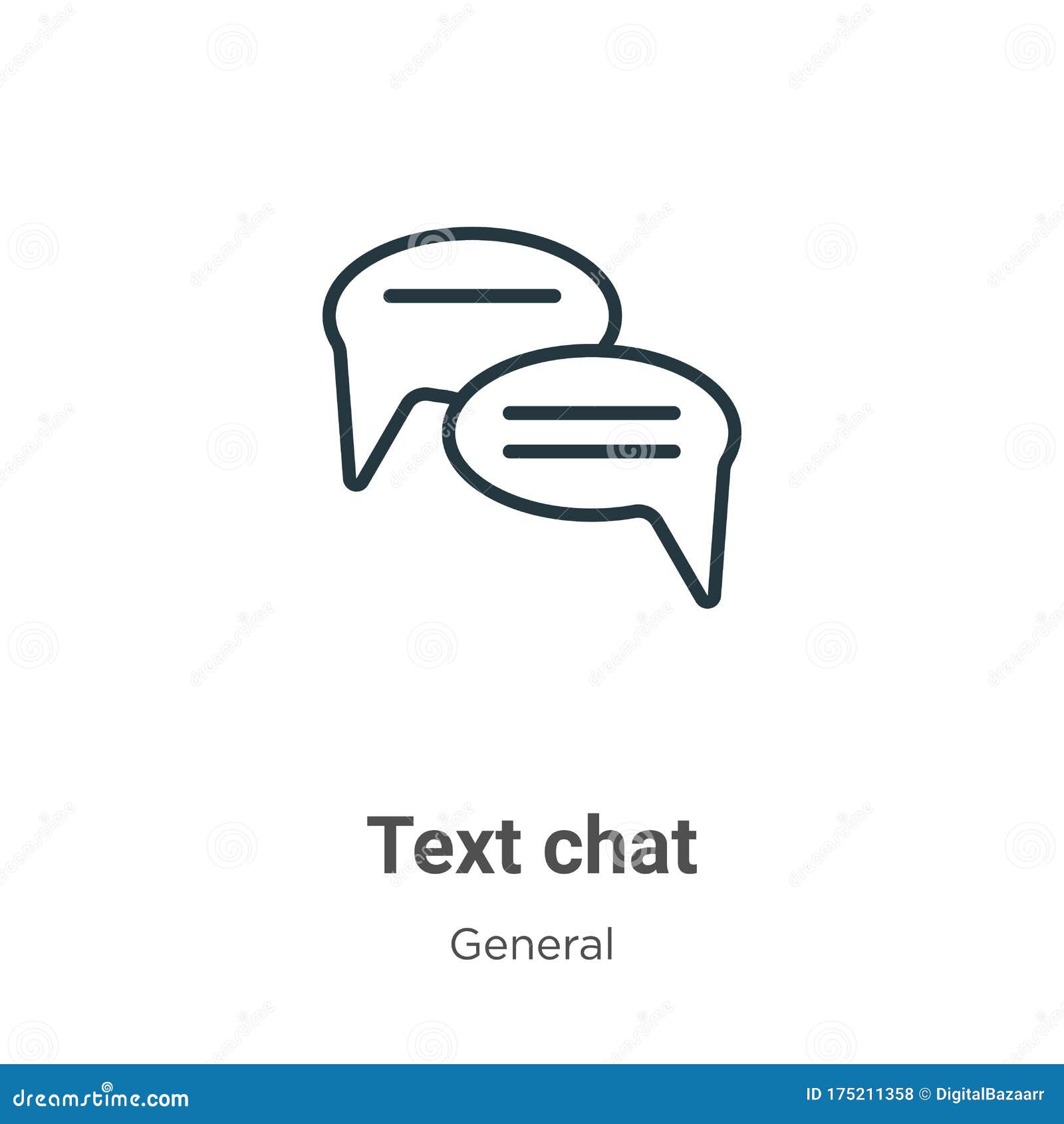 Text Chat Outline Vector Icon. Thin Line Black Text Chat Icon, Flat ...