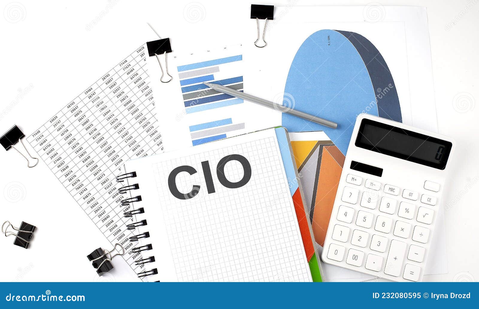 Text CIO on a Notebook on the Diagram and Charts with Calculator and ...