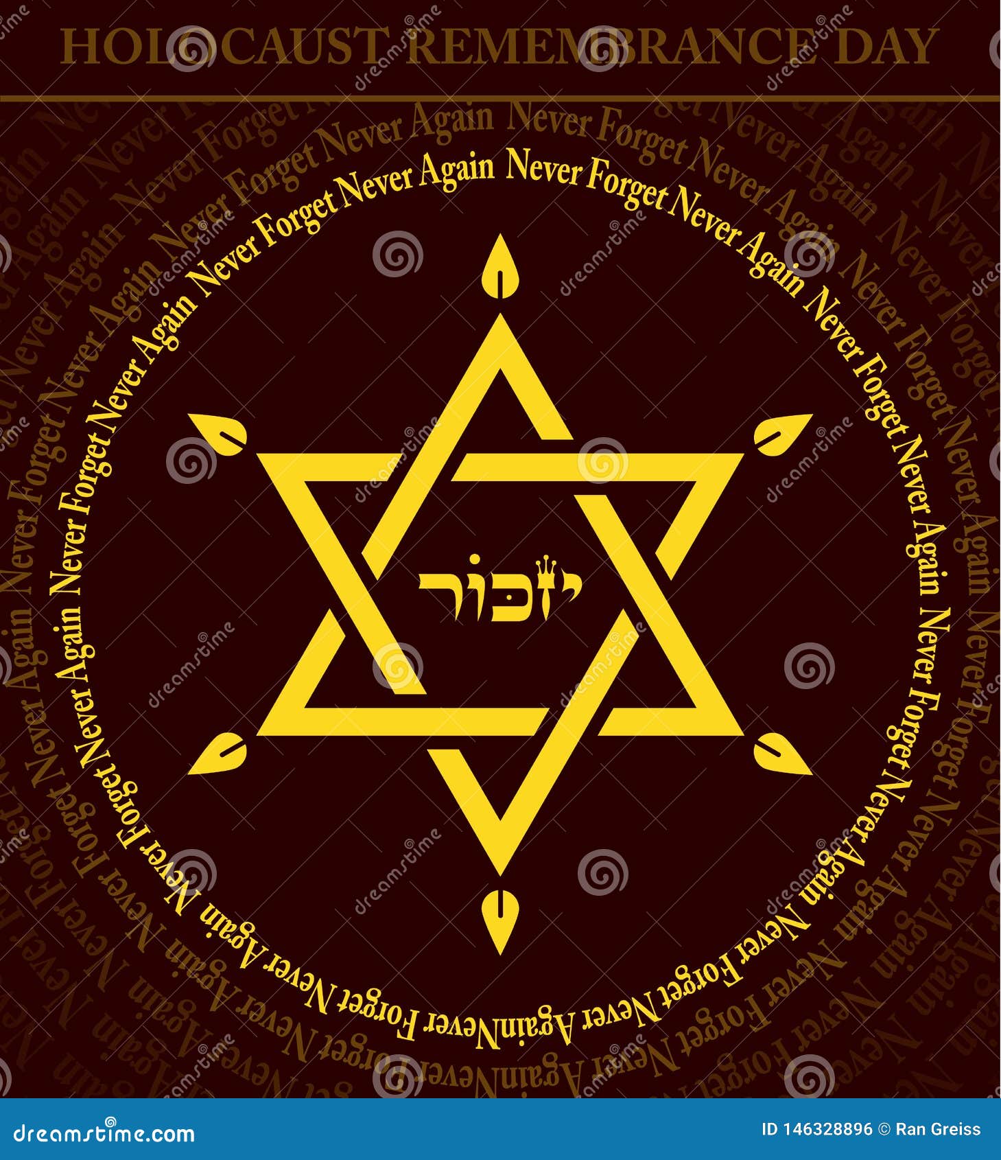 Holocaust Remembrance Day, Jewish Star with Flames Stock Vector ...