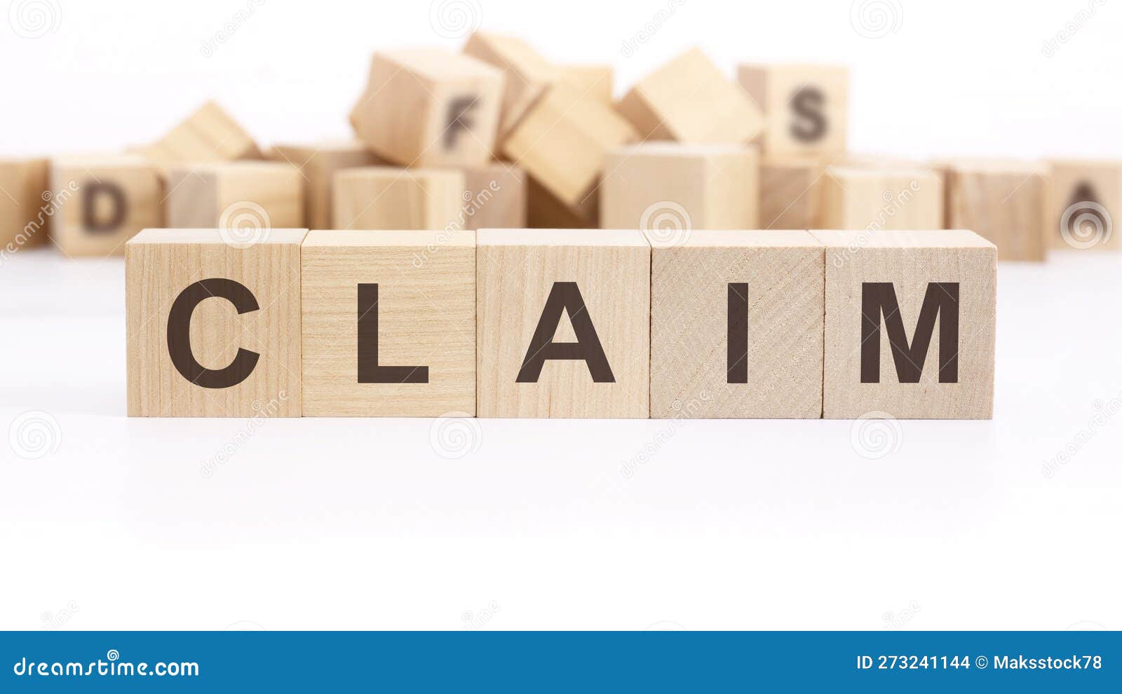 Text CLAIM Made of Wooden Cubes and Different Words on White Background ...