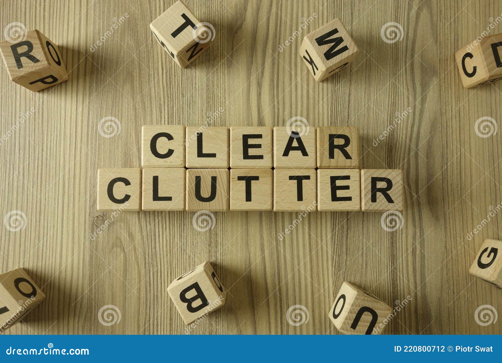 Text Clear Clutter from Wooden Blocks Stock Photo - Image of ethereal ...