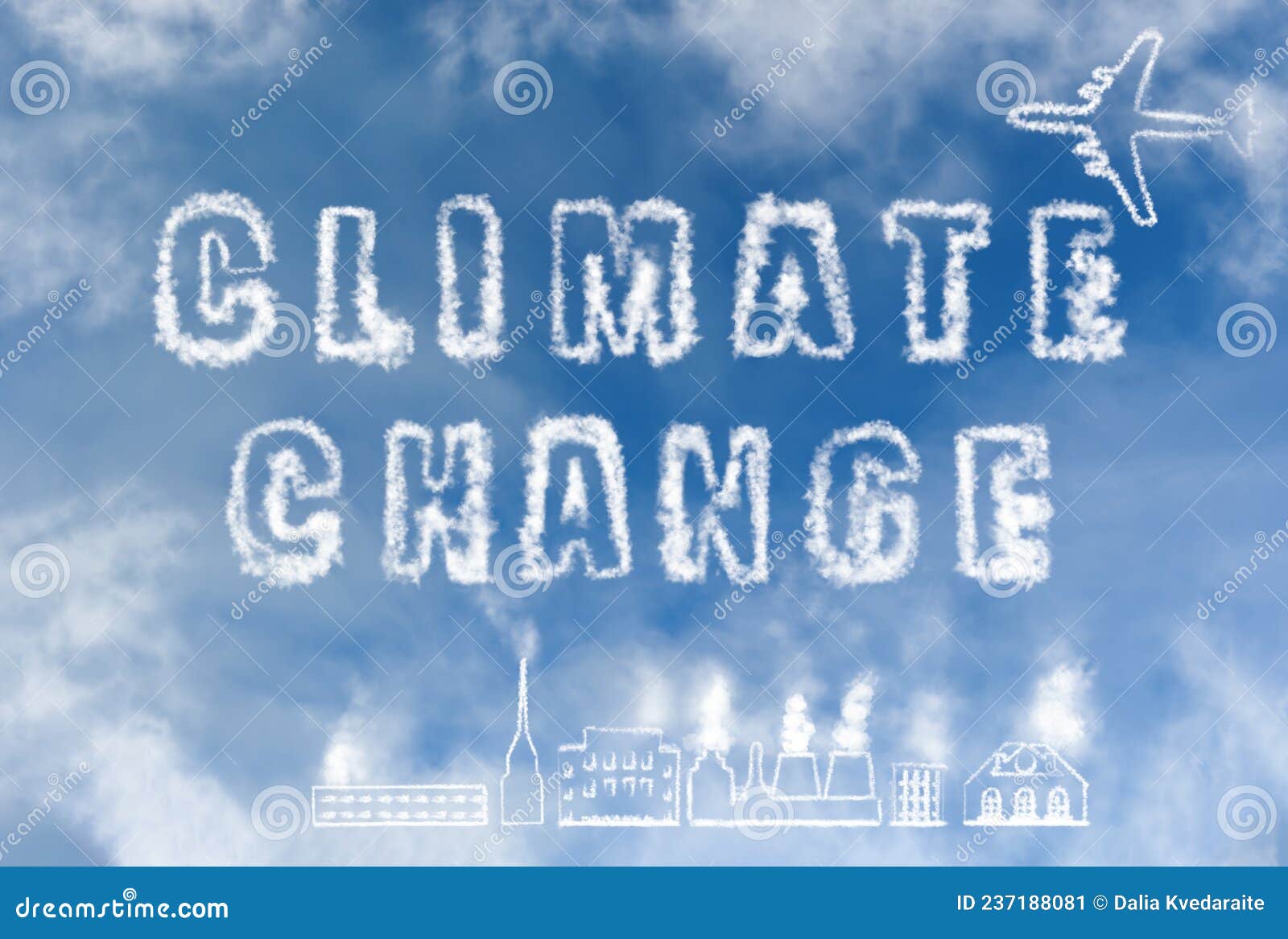 Text `Climate Change` from Clouds in the Sky Stock Image - Image of ...
