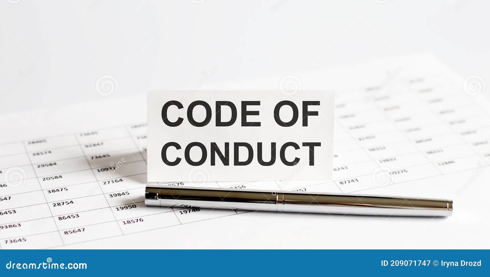 Text Code of Conduct on Stickers Pen on the Background of Documents ...