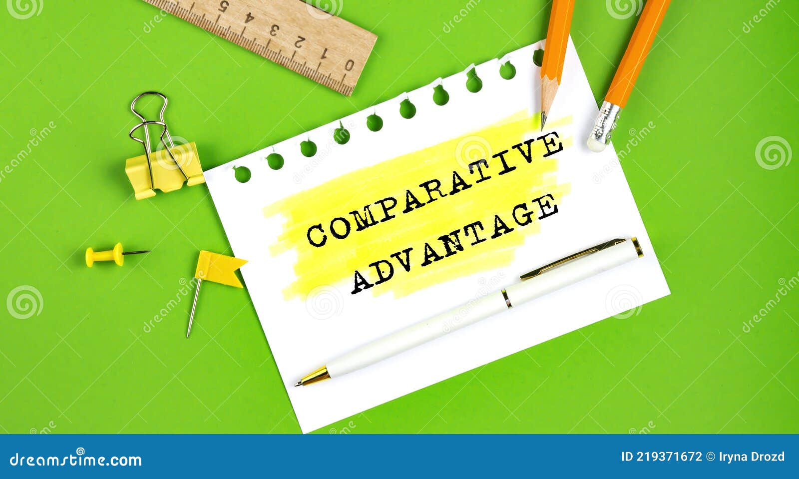Text COMPARATIVE Advantage Sign Showing on Green Background with Office ...