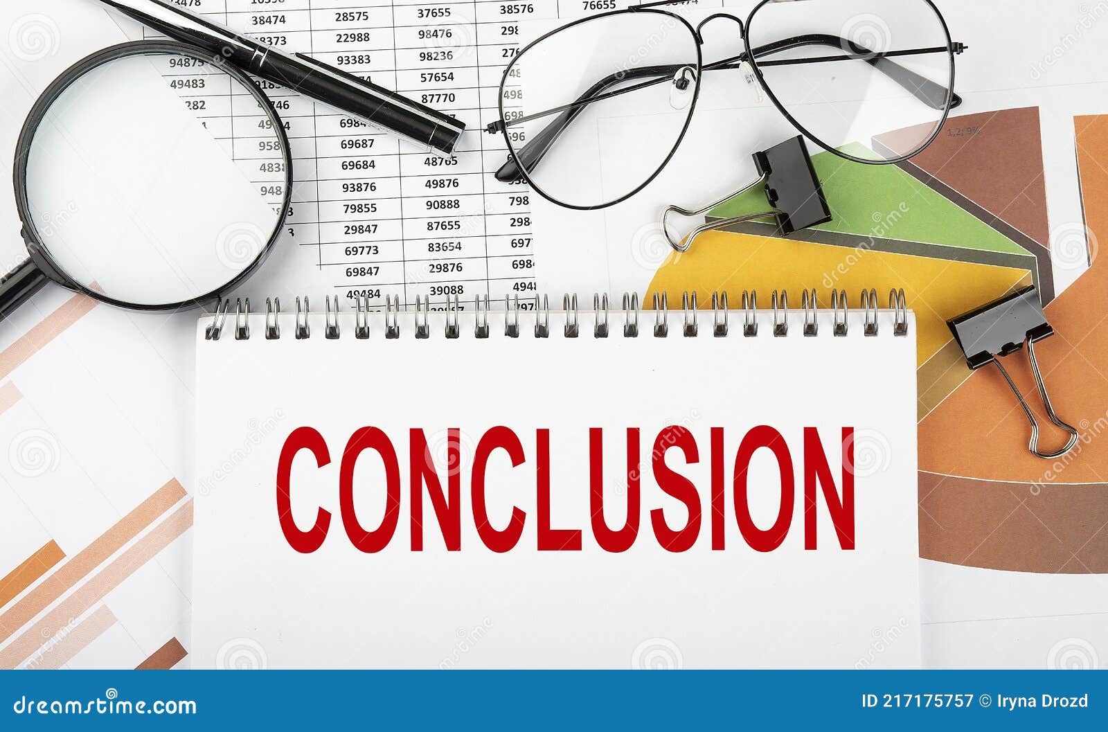 Text Conclusion on White Paper Notebook on the Diagram. Business ...