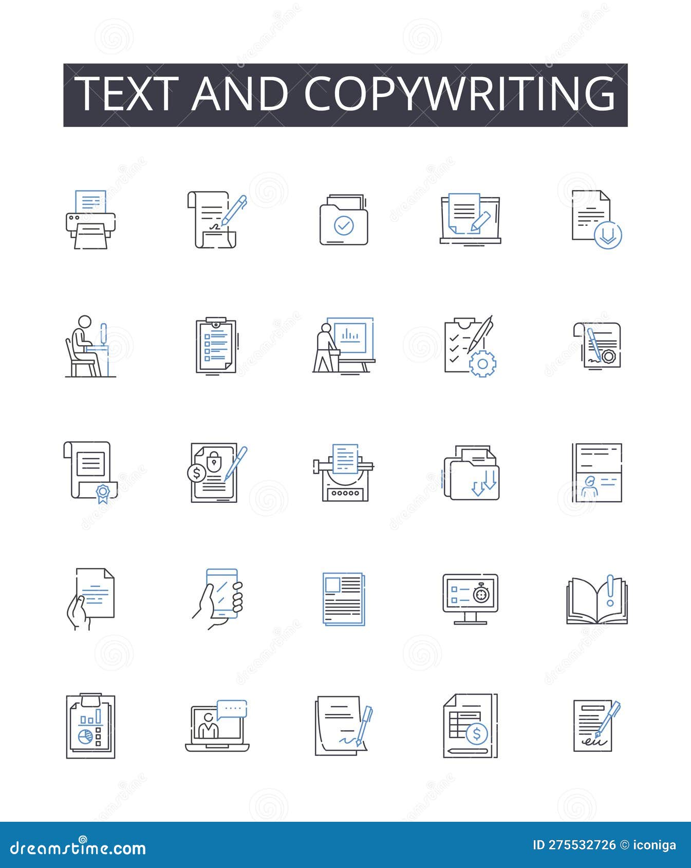 Text and Copywriting Line Icons Collection. Wordsmithing, Writing ...