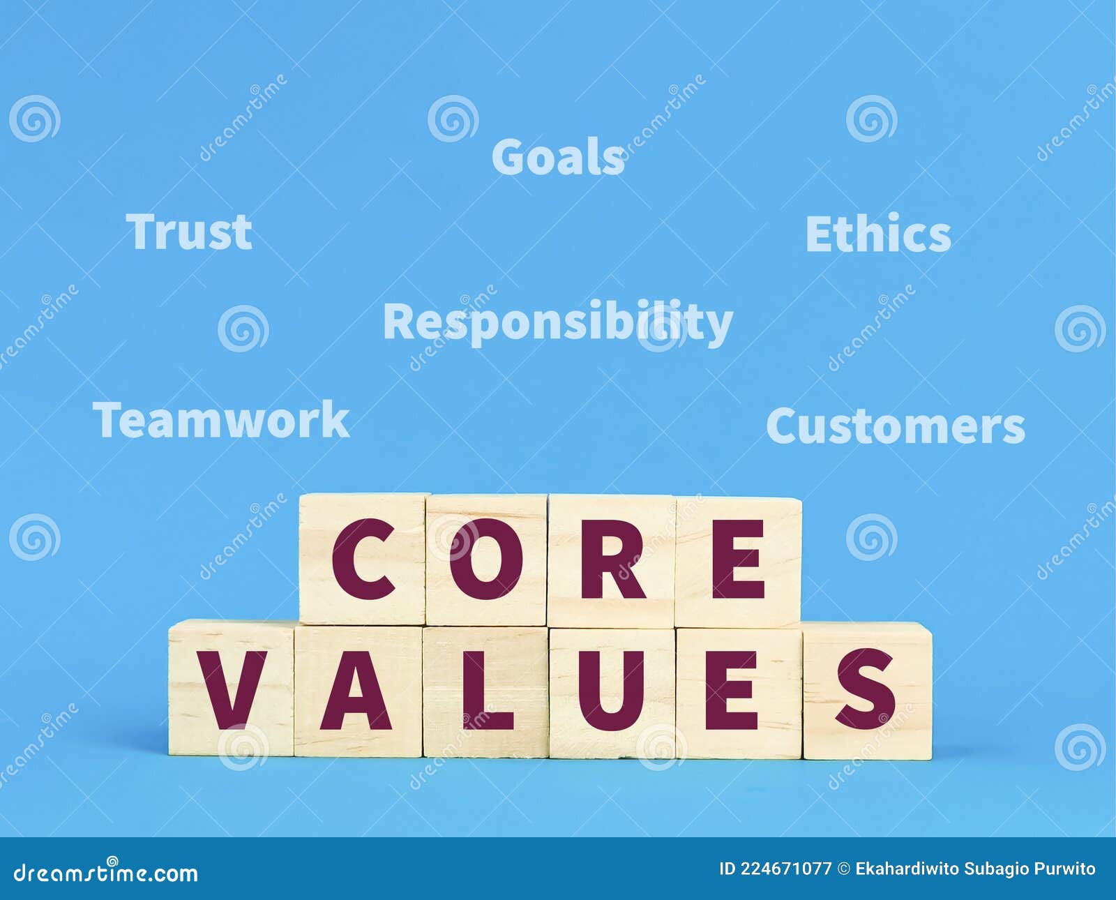 Text Core Values on Wooden Cubes with Important Words Stock Image ...