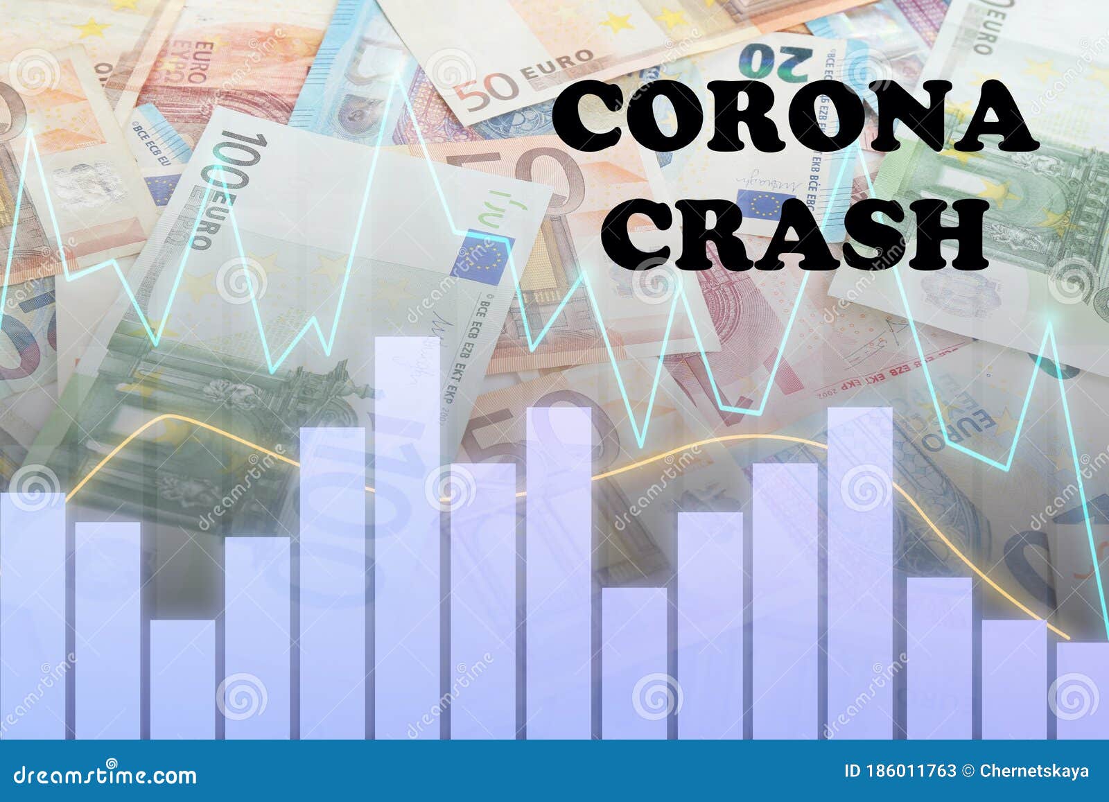 Text CORONA CRASH, Chart and Euro Banknotes Stock Image - Image of ...