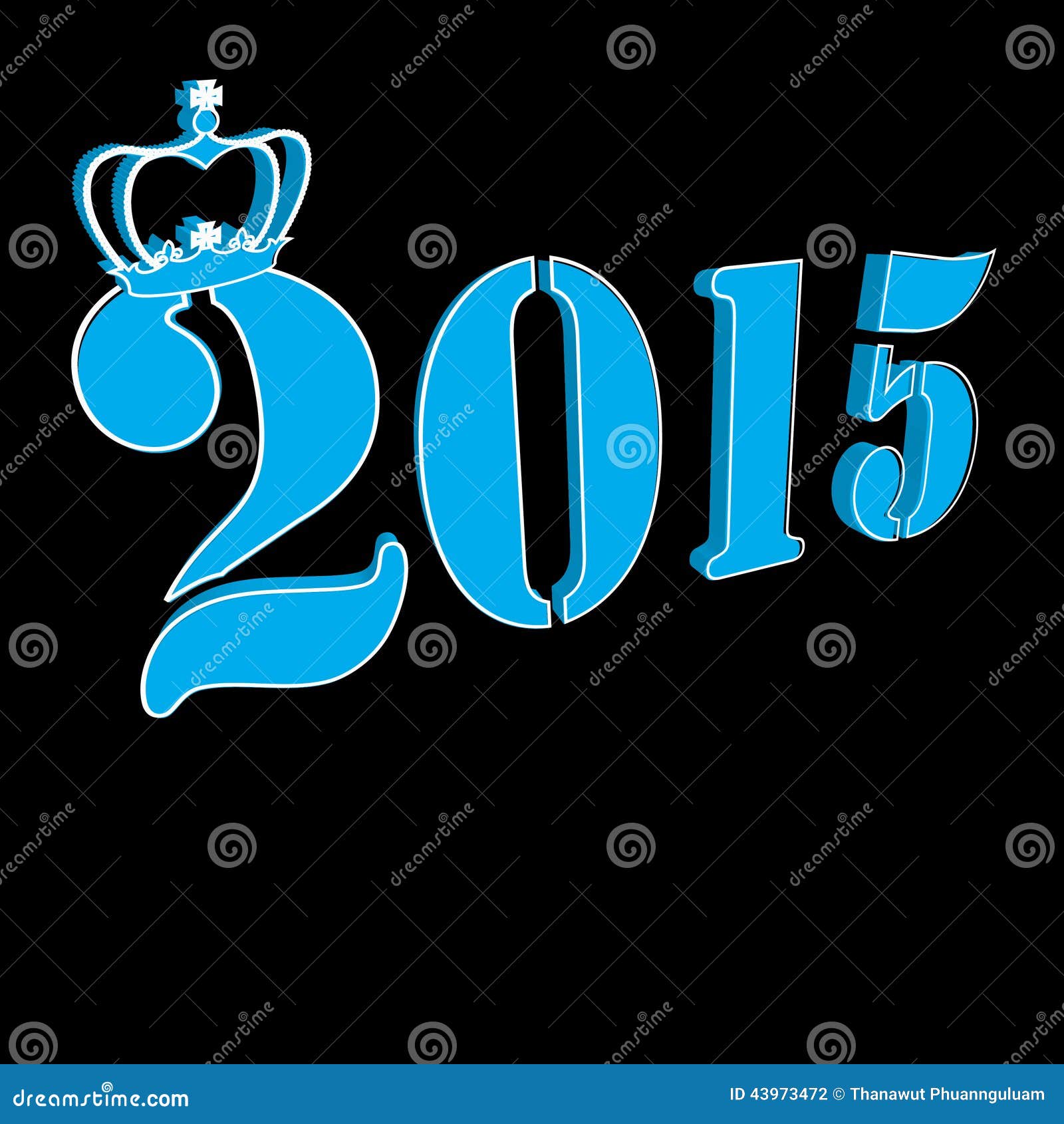 2015 Text with Crown on Black Background Stock Illustration ...