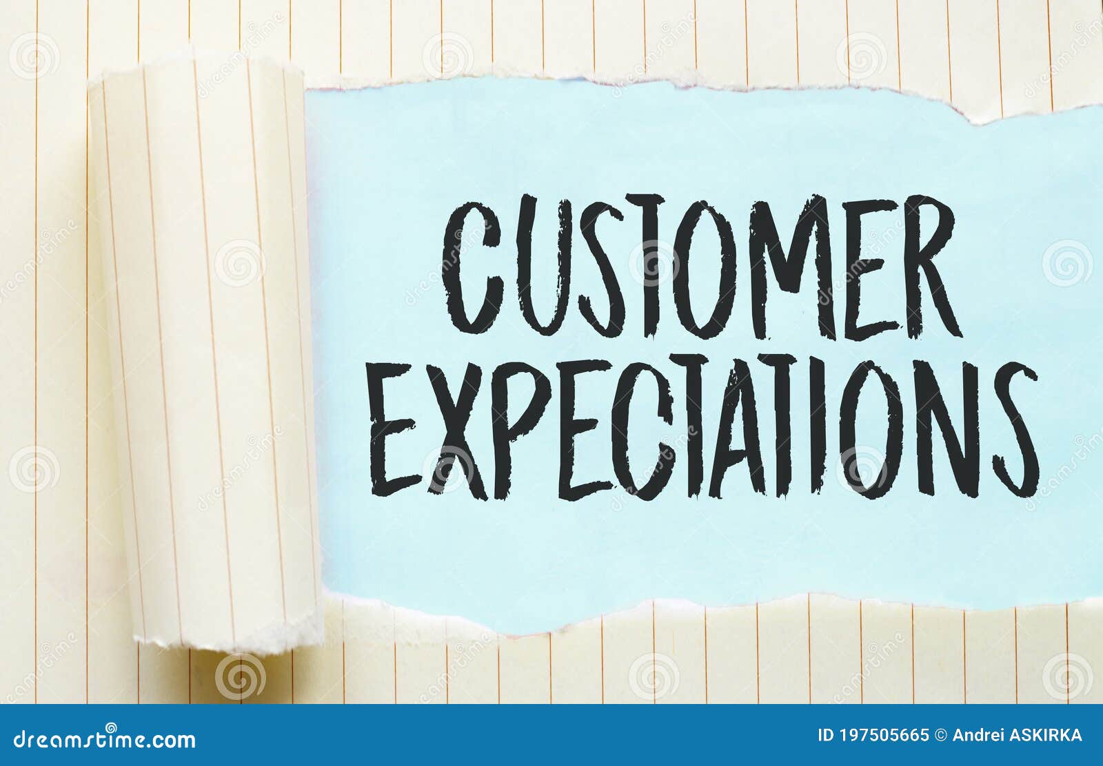 The Text Customer Expectations Appearing Behind Torn White Paper Stock ...