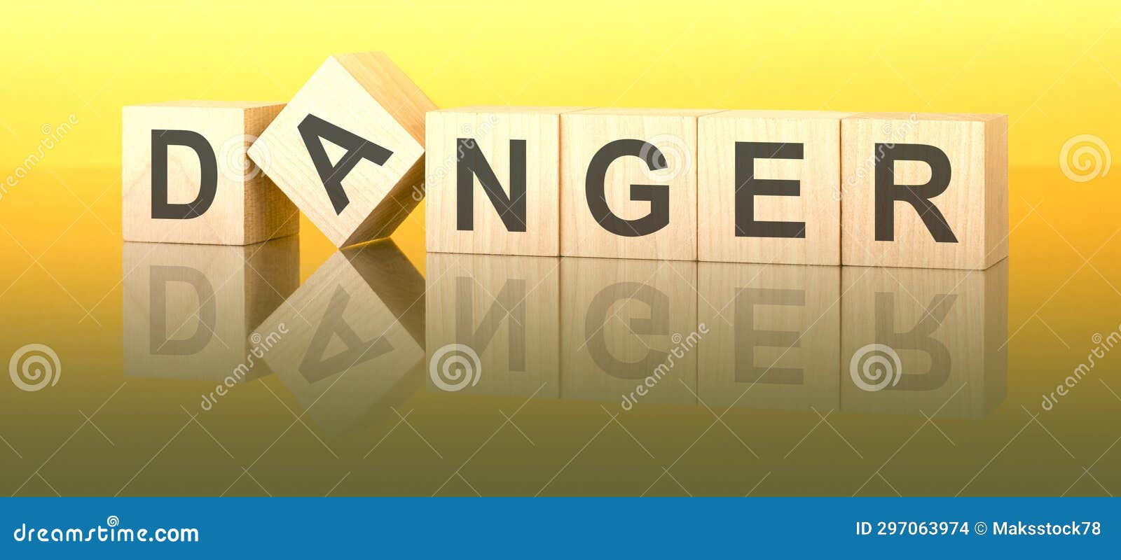 Text Danger on Wooden Cubes. Yellow Background Stock Photo - Image of ...