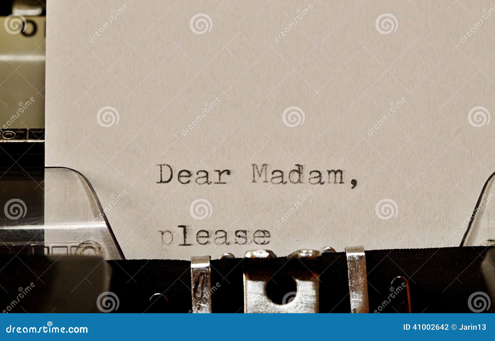 Text Dear Madam Typed on Old Typewriter Stock Photo - Image of paper ...