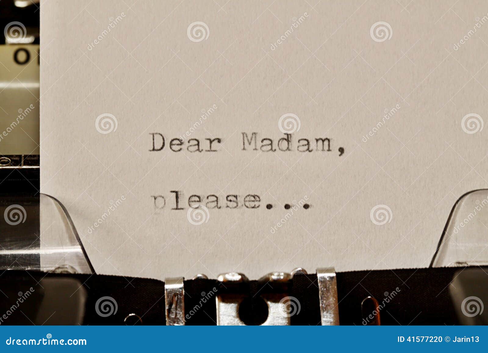 Text Dear Madam Typed on Old Typewriter Stock Photo - Image of white ...