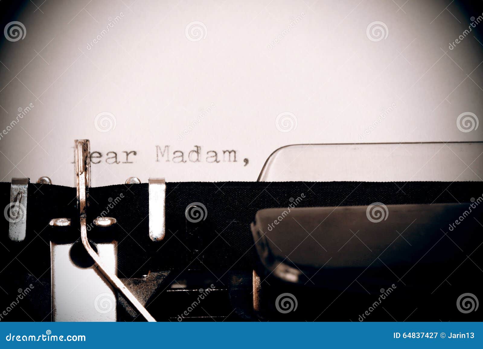 Text Dear Madam Typed on Old Typewriter Stock Image - Image of ...
