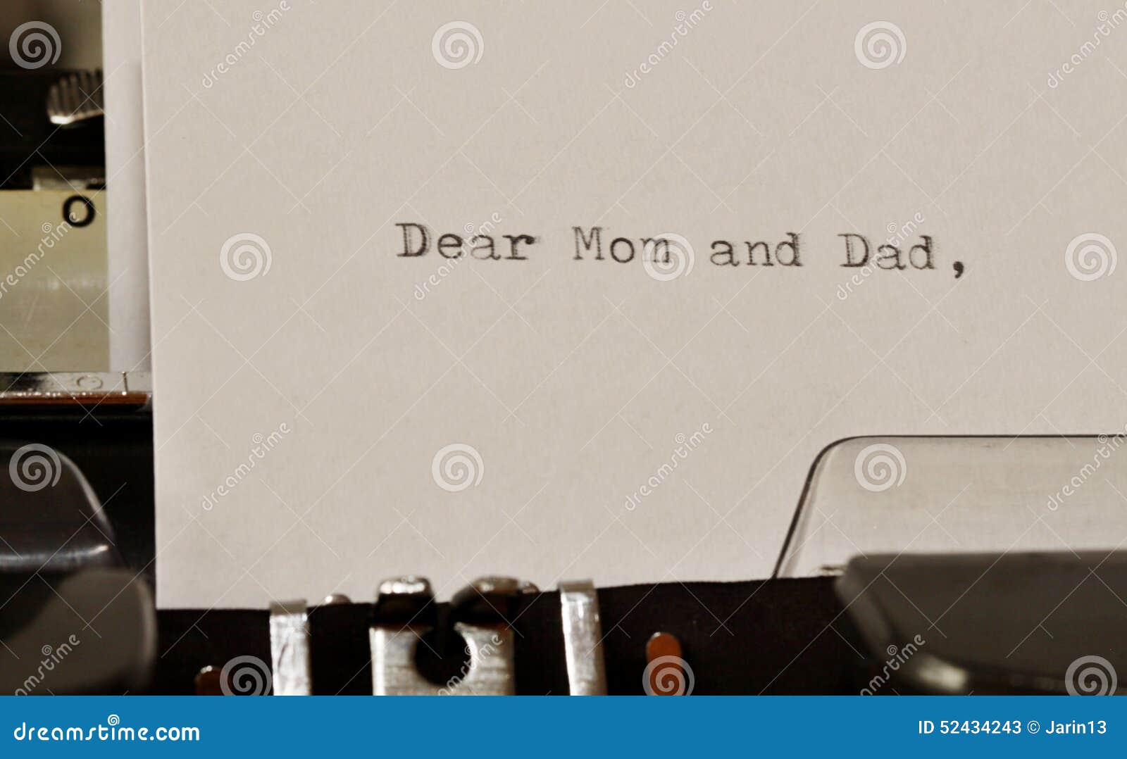 Text Dear Mom and Dad Typed on Old Typewriter Stock Image - Image of ...