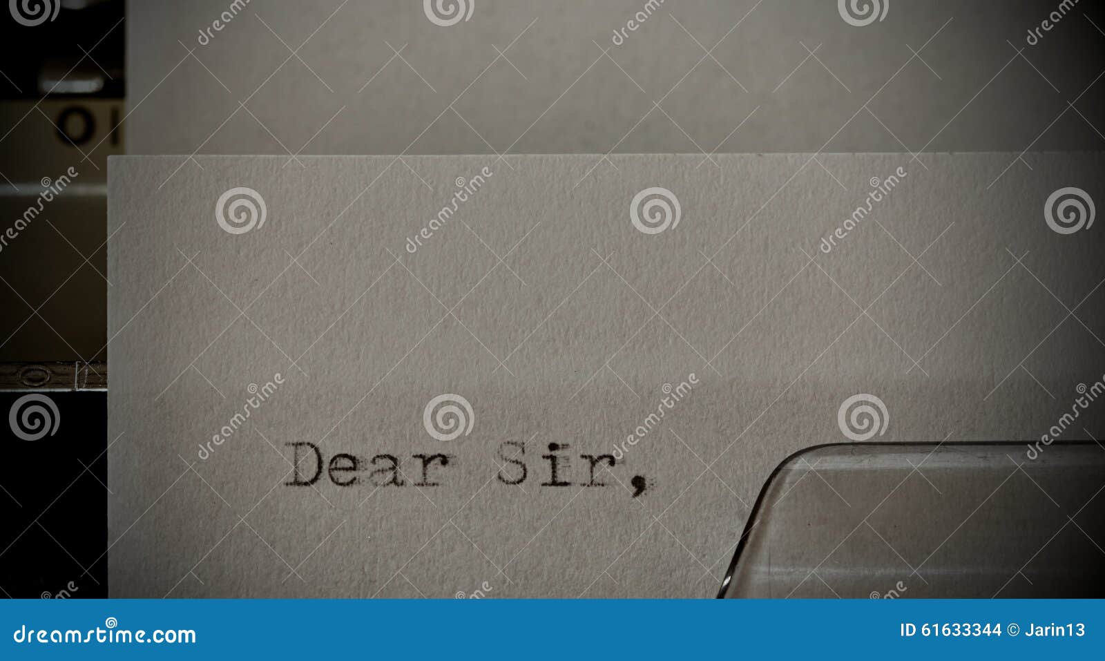 Text Dear Sir Typed on Old Typewriter Stock Photo - Image of white ...