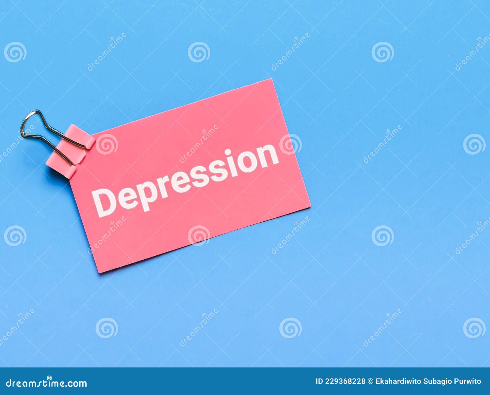 Text Depression Written on Red Card Against Blue Background. Stock ...