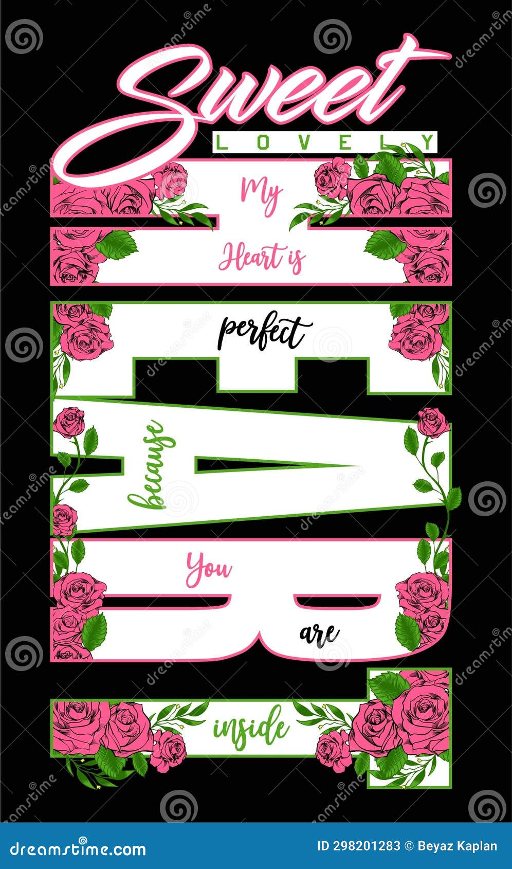 Text Design and Effect Pattern with Roses. for Textile, Ready for ...