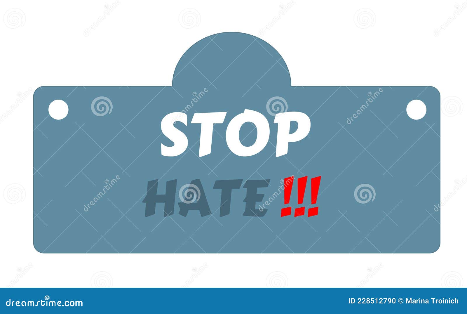 Text Design Stop Hate on Blue Background. Illustration Button Sign Stock Illustration ...