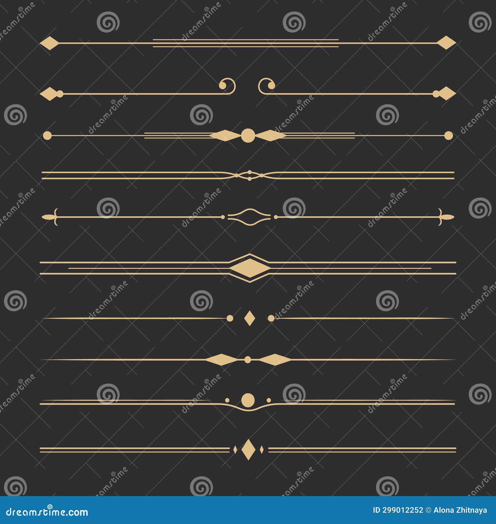Text Devider Set, Gold Line Minimal Separators, Elegant Doodlle Borders ...