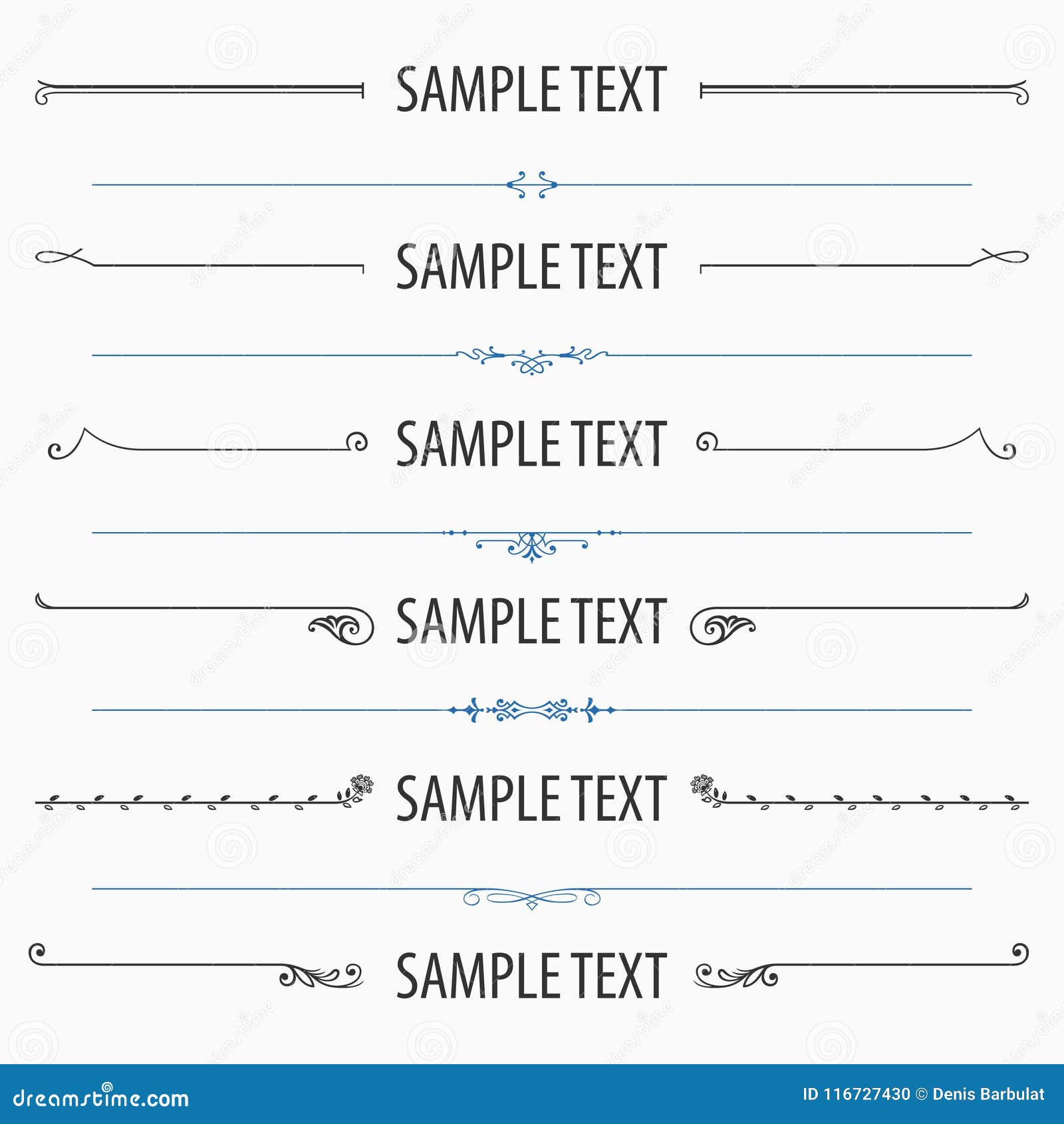 Text Dividers and Separators Set 2 Stock Vector - Illustration of line ...